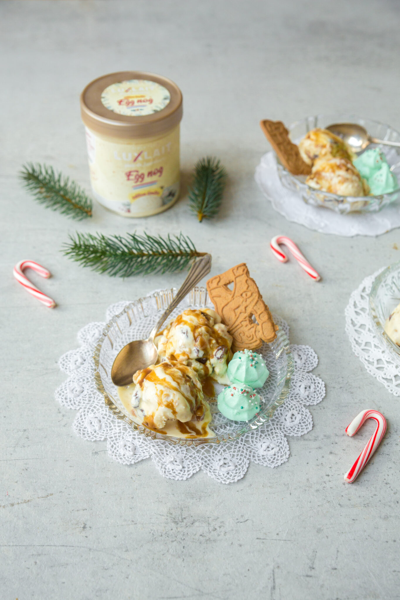 Festive Egg Nog Ice Cream Sundae - Luxlait